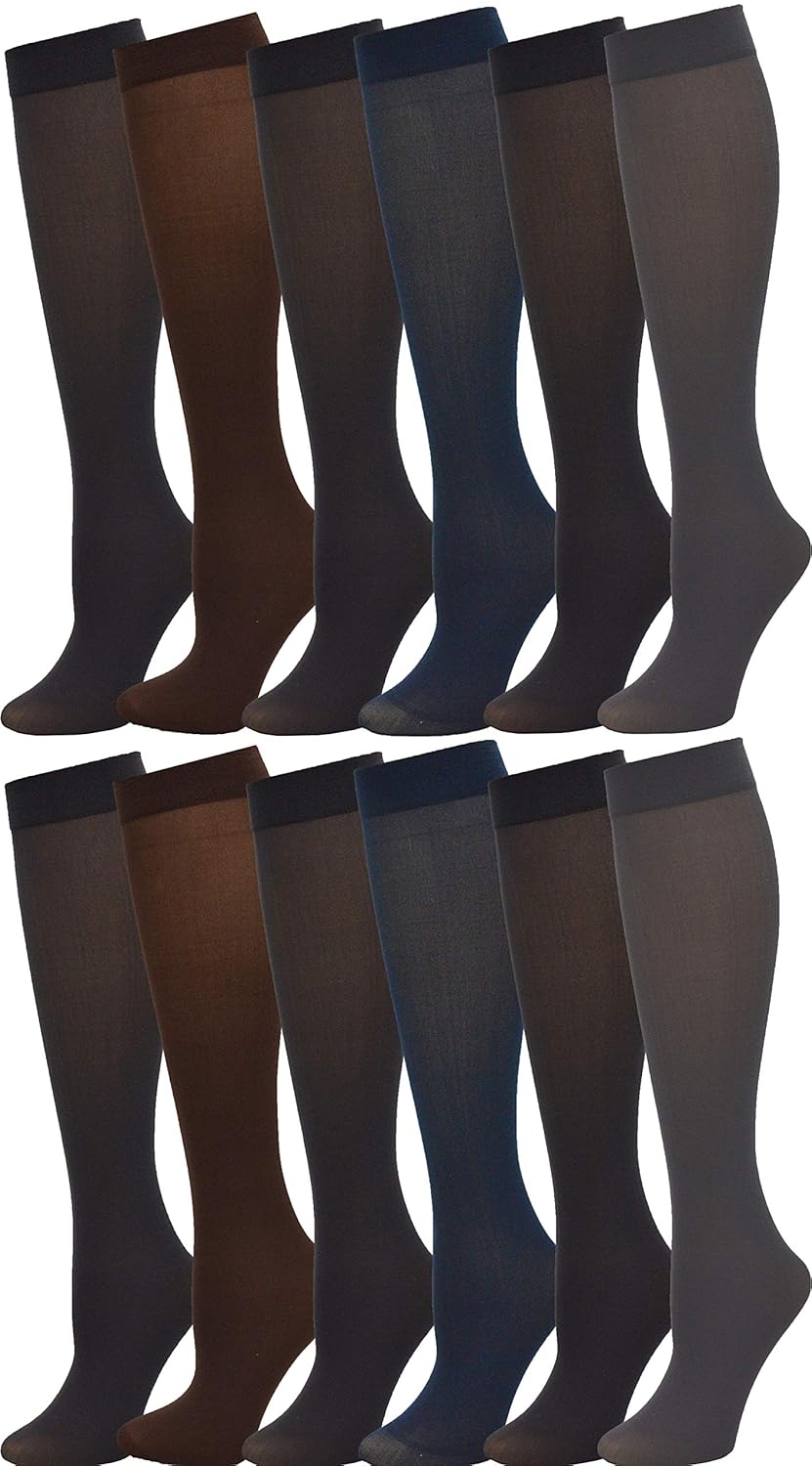 Queen Size Trouser Socks for Women, 6 Pairs Plus Stretchy Opaque Knee ...