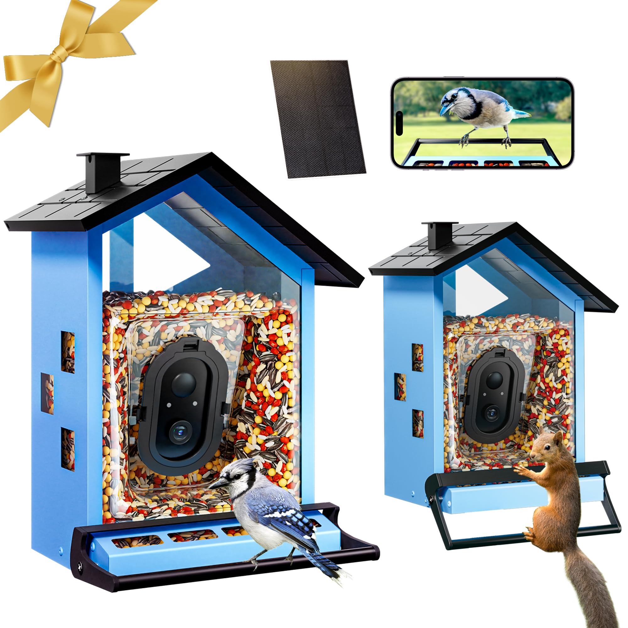 BBPECO Smart Bird Feeder with Camera Solar Powered Squirrels-Proof, AI ...