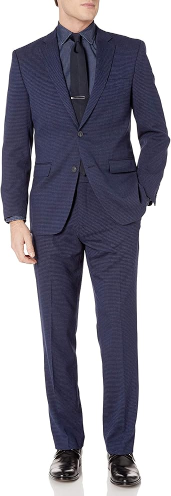 Perry Ellis Men's Two Piece Finished Bottom Slim Fit Suit at Amazon Men ...