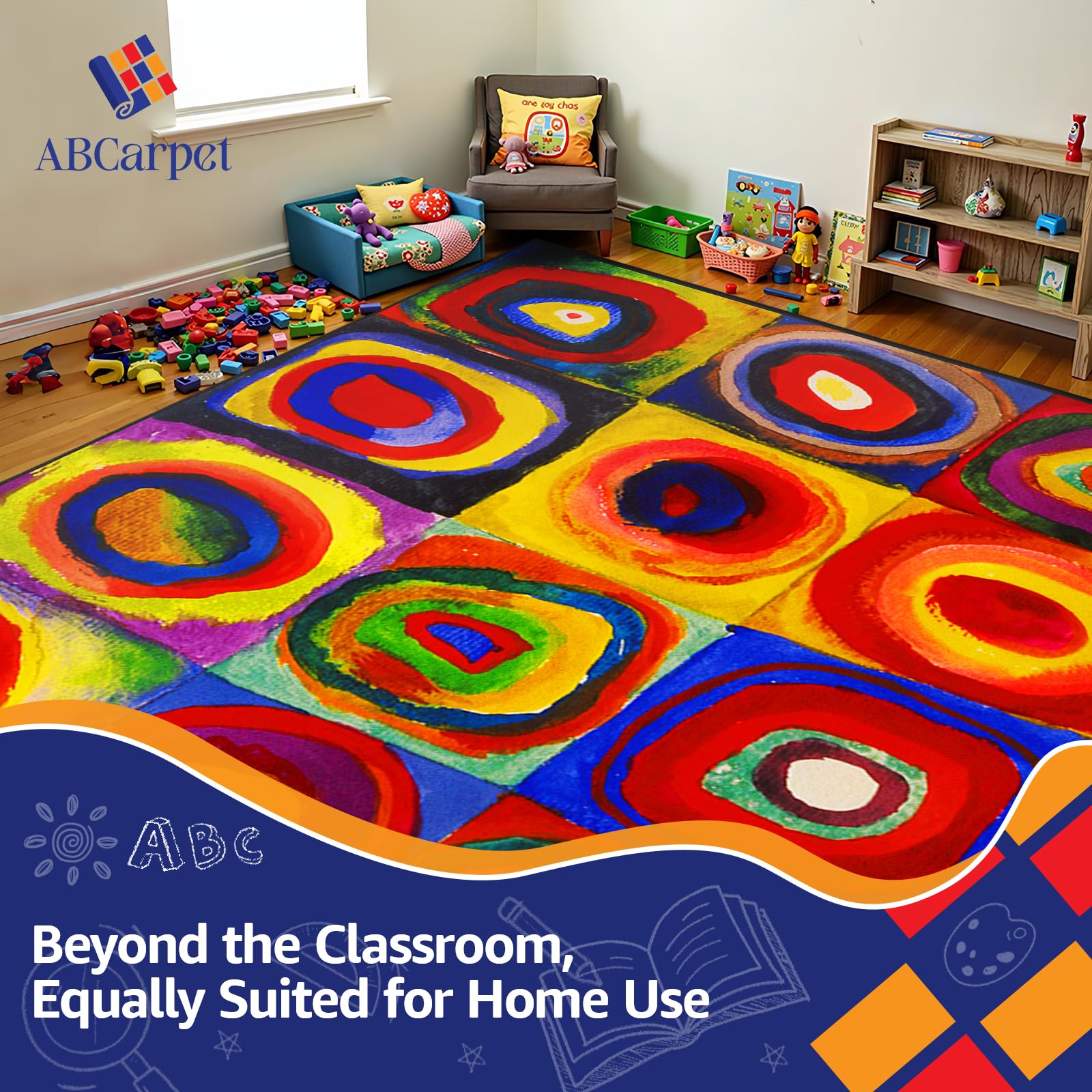 ABCarpet Art Classroom Rug Carpet 12 Seating Non Slip Rubber Backing ...