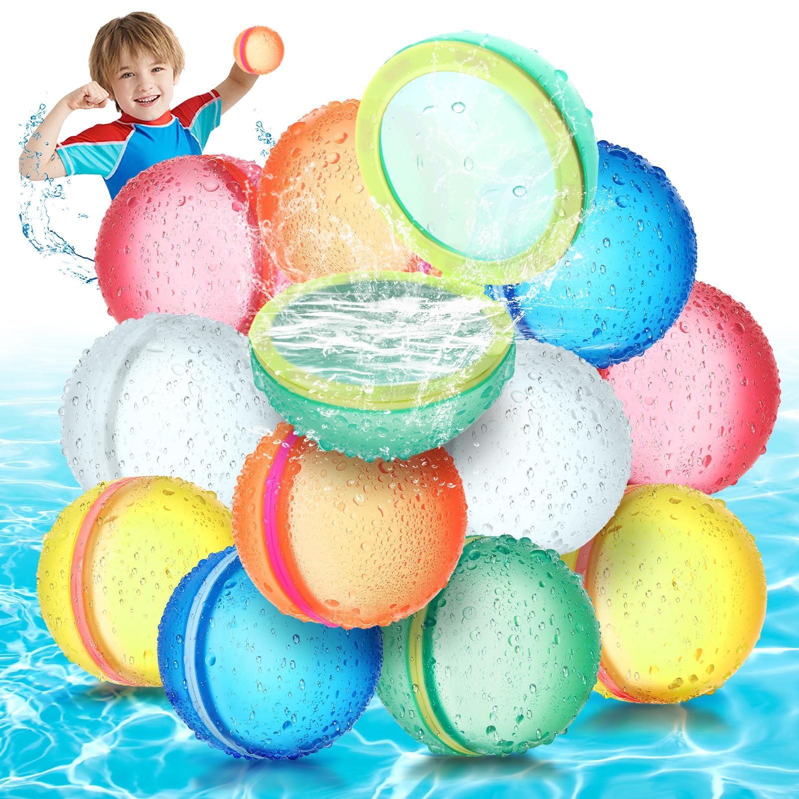 WHDPETS 12PCS Reusable Water Balloons, Quick Fill & Self Sealing ...