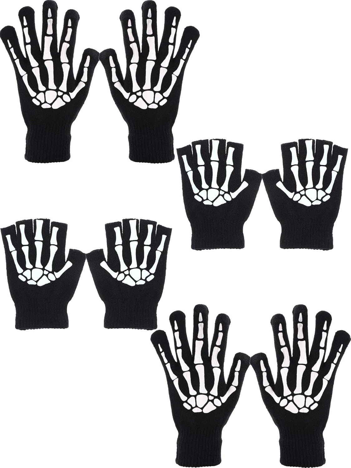 Amazon.com: 4 Pairs Unisex Skeleton Gloves Skeleton Costume Gloves ...