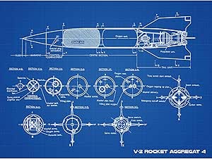 V-2 Rocket Aggregat 4 Ballistic Missile Blueprint Plan Extra Large XL ...