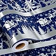 Amazon.com: Yarcony Navy Christmas Wrapping Paper Roll - Winter Gift ...