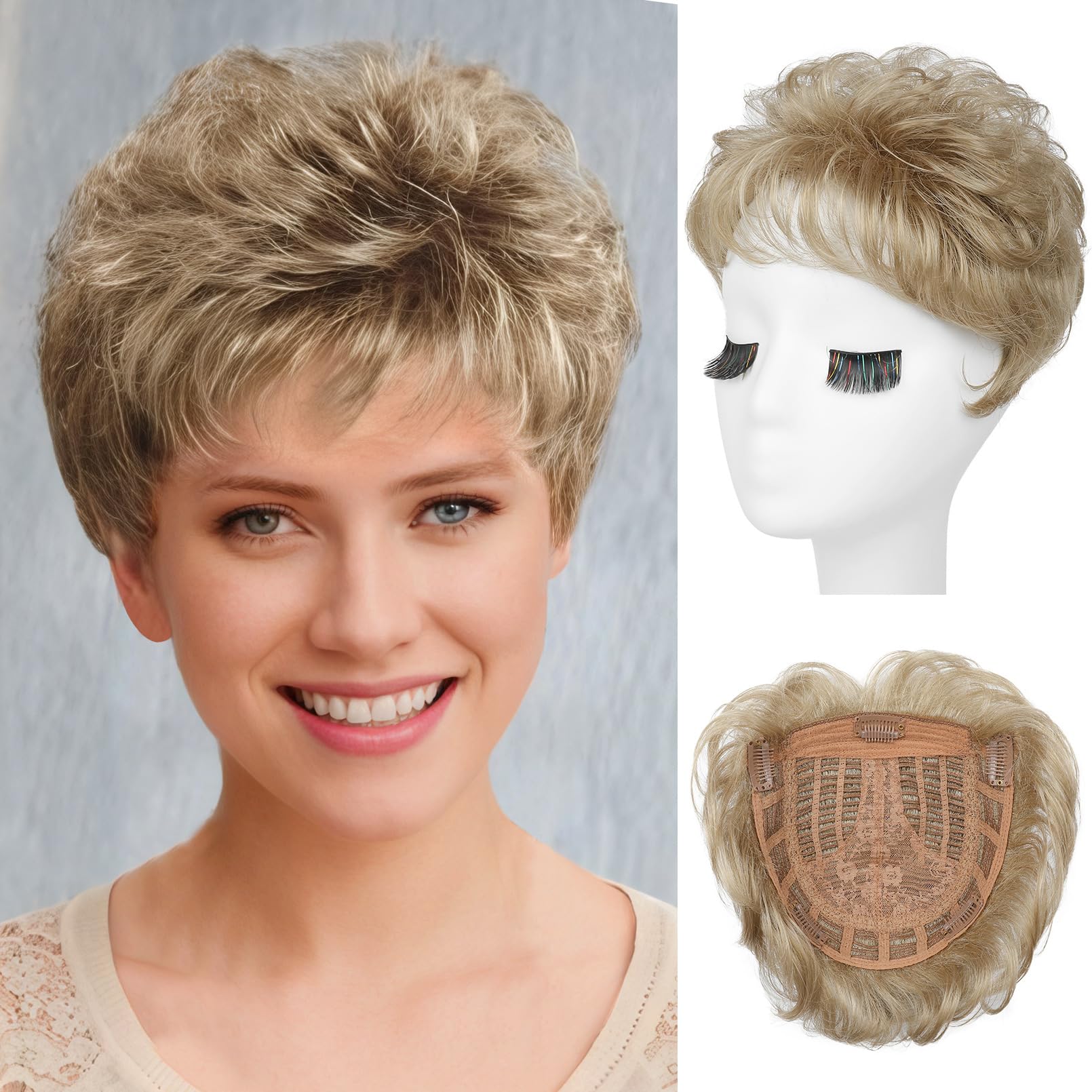 REECHO Hair Topper, Short Wiglet Hair Topper for Women with Thinning ...