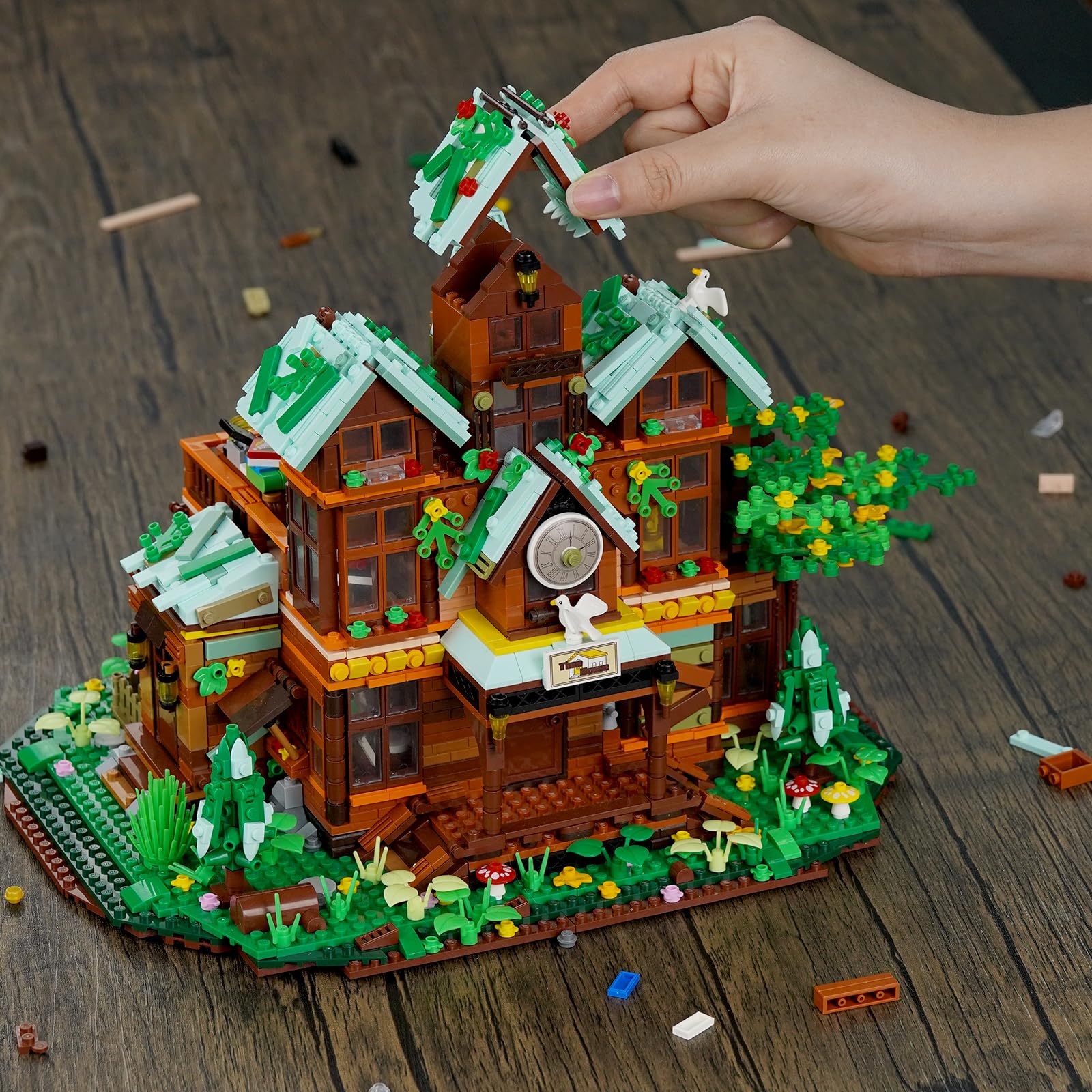 HSANHE Time House Cabin Building Set with LED Light, 2198 PCS Wood ...