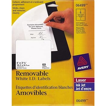 Avery Self-Adhesive Removable Laser Id Labels, White, 8.5 x 11 inches ...
