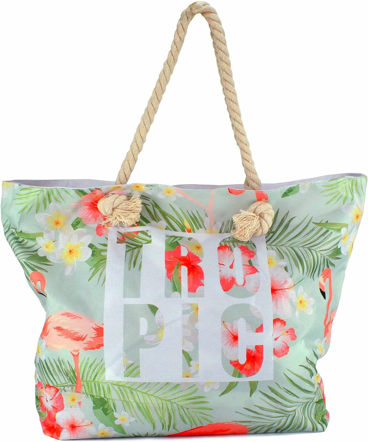 MC-TREND® Große Strandtasche mit Reißverschluss Seile Taue als ...