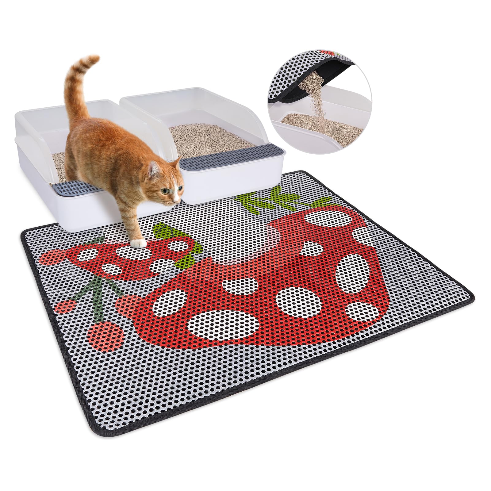 Bienbee Cat ter Mat, 30"x24" Cat Litter Trapping Mat, Double Layer ...