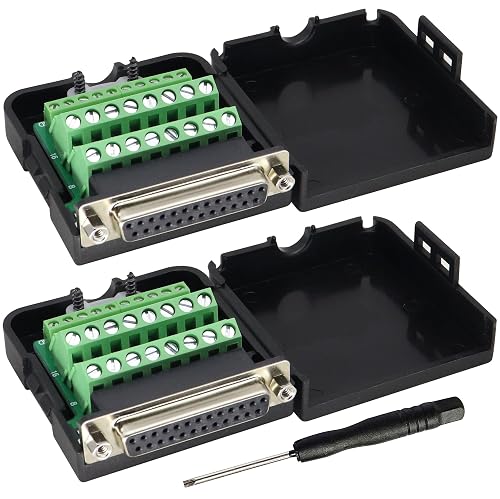 AAOTOKK D-SUB DB25 Female Breakout Board Connector DB25 Long Bolt 2 Row ...