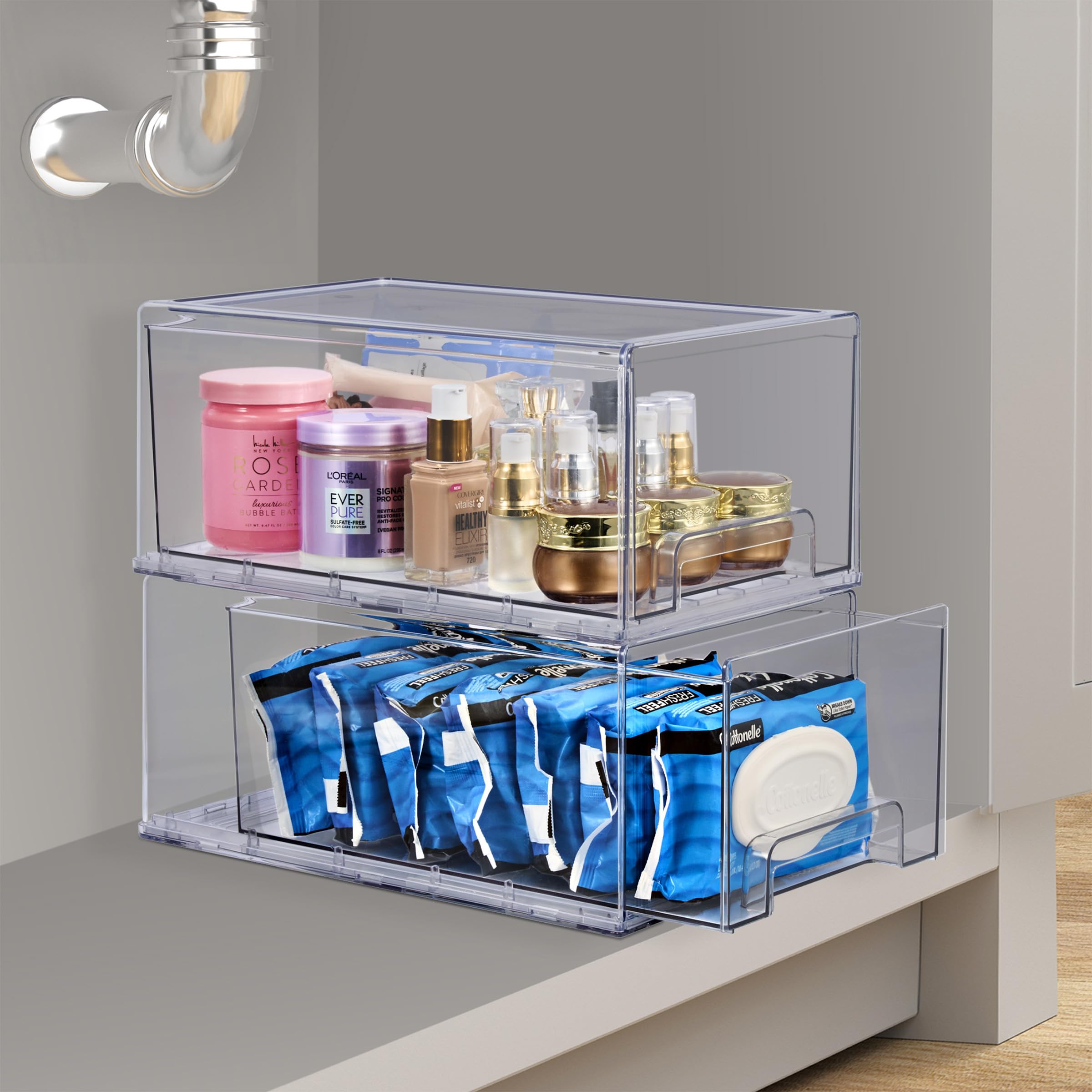 Sorbus Large Clear Stackable Storage Drawers, Plastic Storage Drawers ...