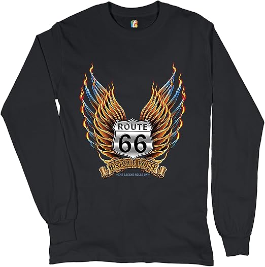 Historic Route 66 Long Sleeve T-Shirt The Legend Rolls On: Amazon.ca ...