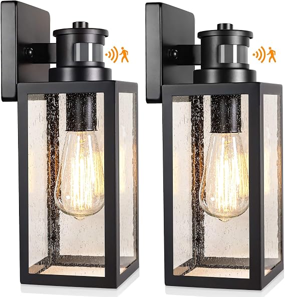 Amazon.com: 2-Pack Motion Sensor Outdoor Wall Lanterns, Upgrade Dusk to ...