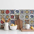 Amazon.com: 30 Pcs Mediterranean Style Peel and Stick Wall Tile Decals ...