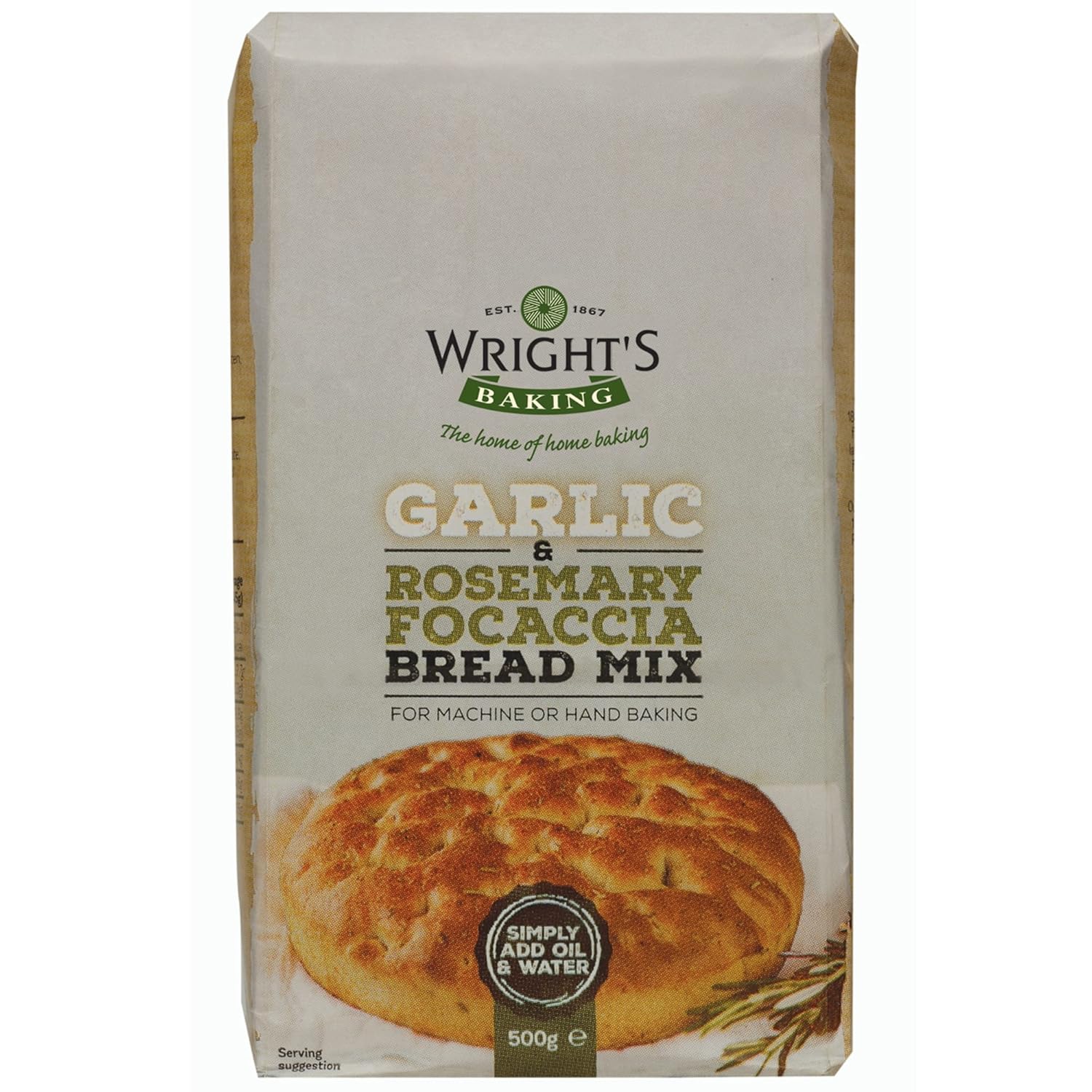 GR Wrights Garlic & Rosemary Focaccia Bread Mix - Pack Size = 5x500g ...