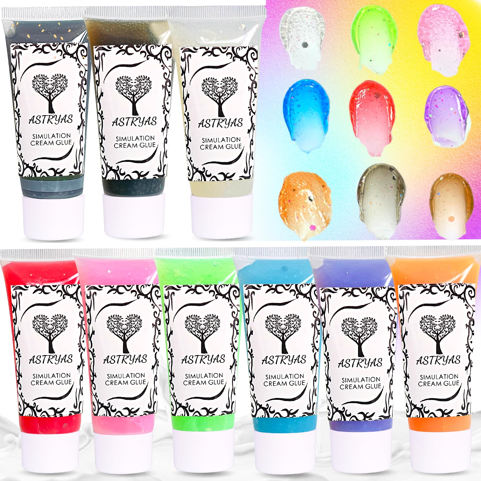 ASTRYAS Decoden Fake Cream Glue, 9 PCS Crystal Jelly Simulation Whipped ...