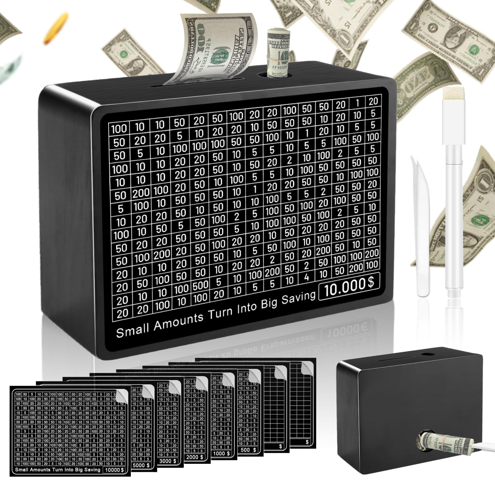 2025 New Wooden Money Saving Challenge Box, Cash Vault Wooden Savings ...