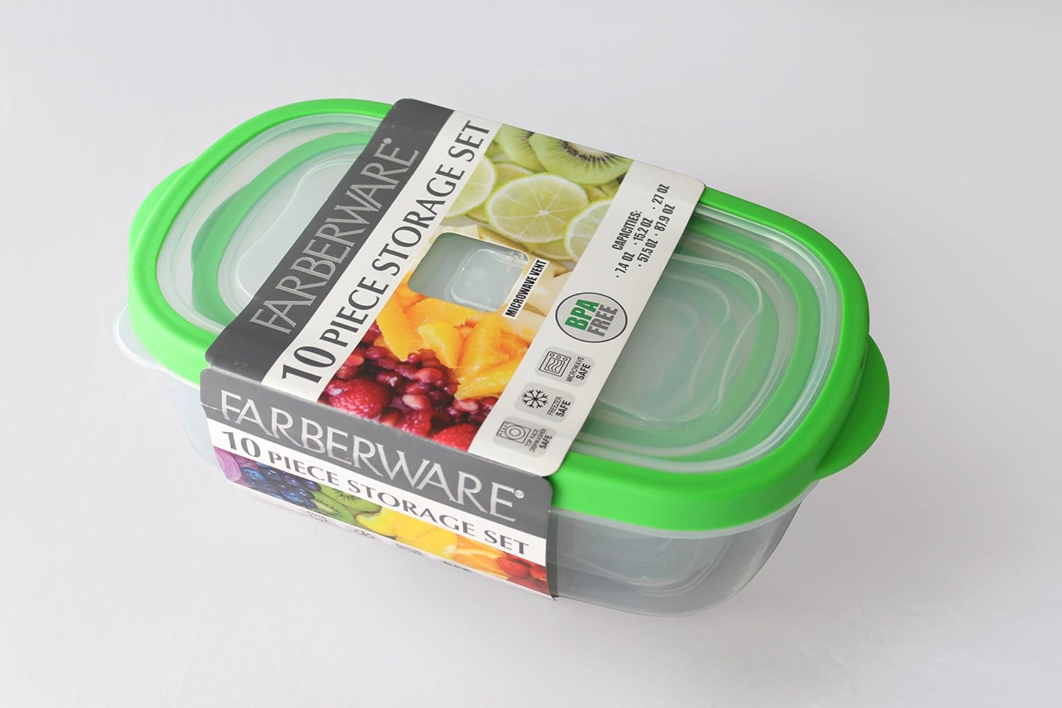 Amazon.com - Farberware Plastic Rectangle Food Storage, Green