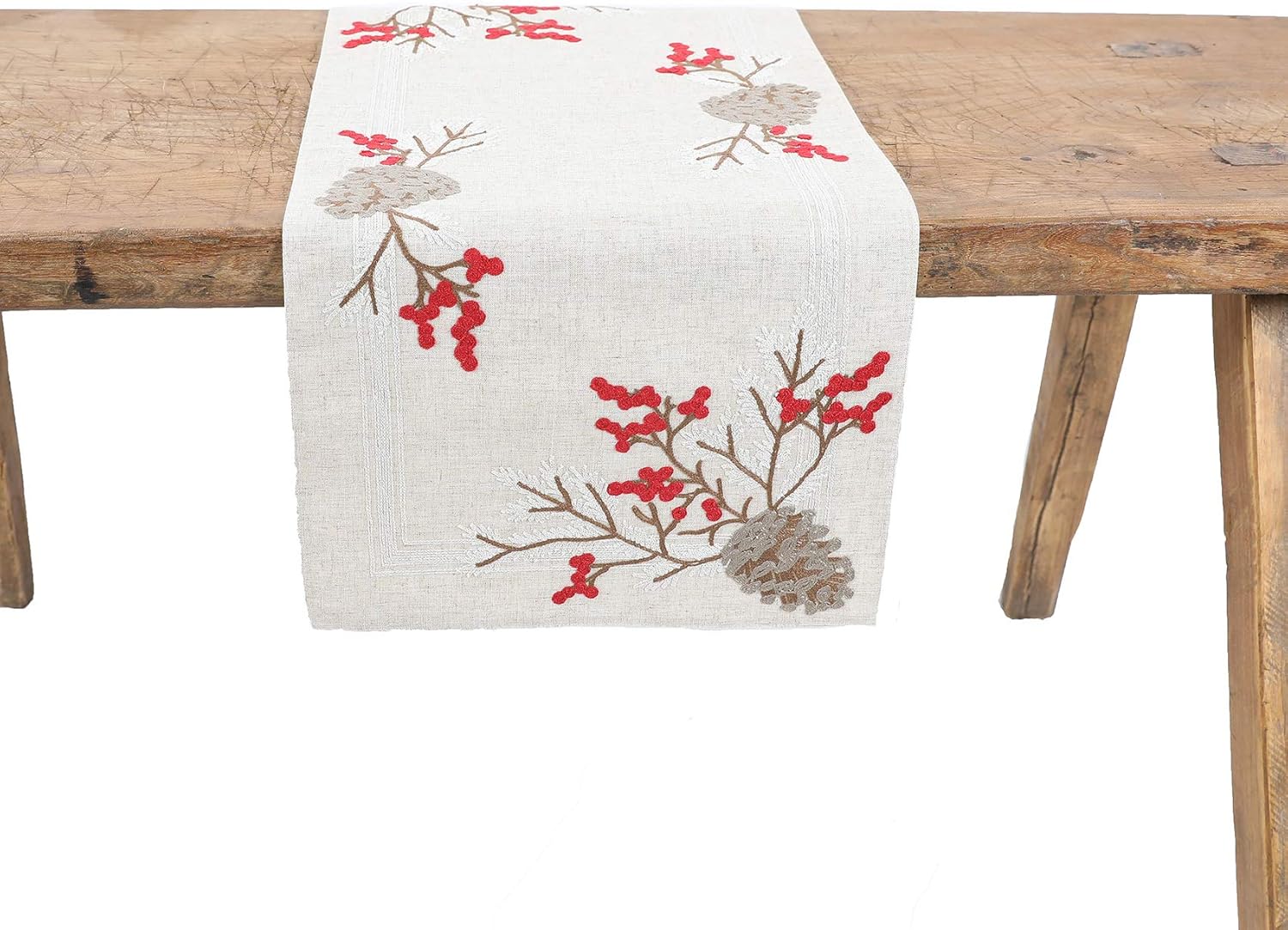 Amazon.com: Manor Luxe Christmas Pine Cone Table Runner, 15"x90 ...