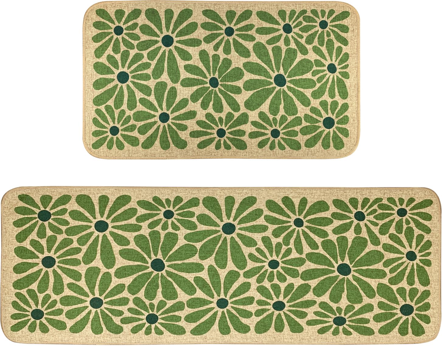 SHIYUE Green Kitchen Mat Set of 2, Boho Flower Kitchen Rugs Farmhouse ...