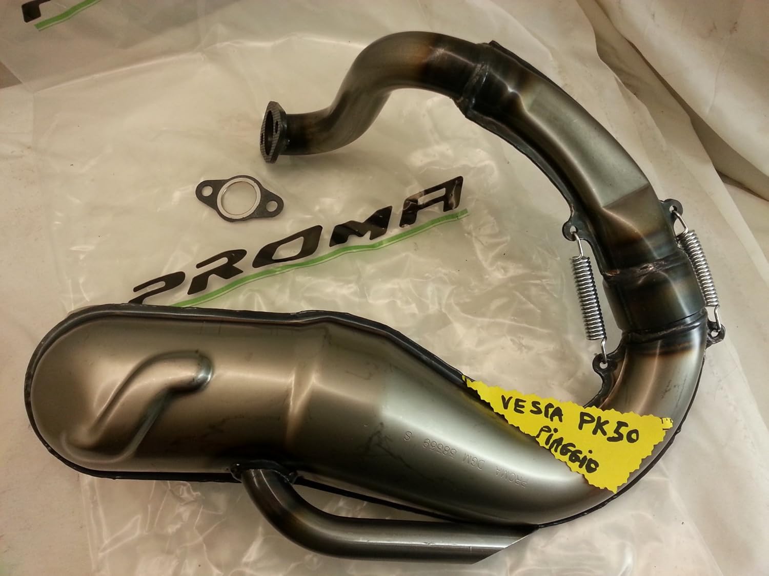 marmitta PROMA espansione vespa 50 PK 50/112cc + guarnizione scarico ...