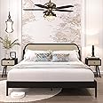 Amazon.com: Bme Aurelia Solid Wood Bed Frame with Headboard - Bohemian & Mid Century Modern ...