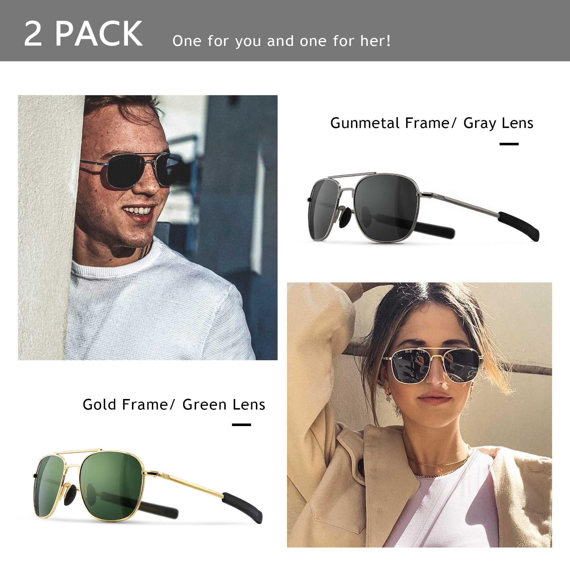 Mua SUNGAIT Men's Military Style Polarized Pilot Aviator Sunglasses ...