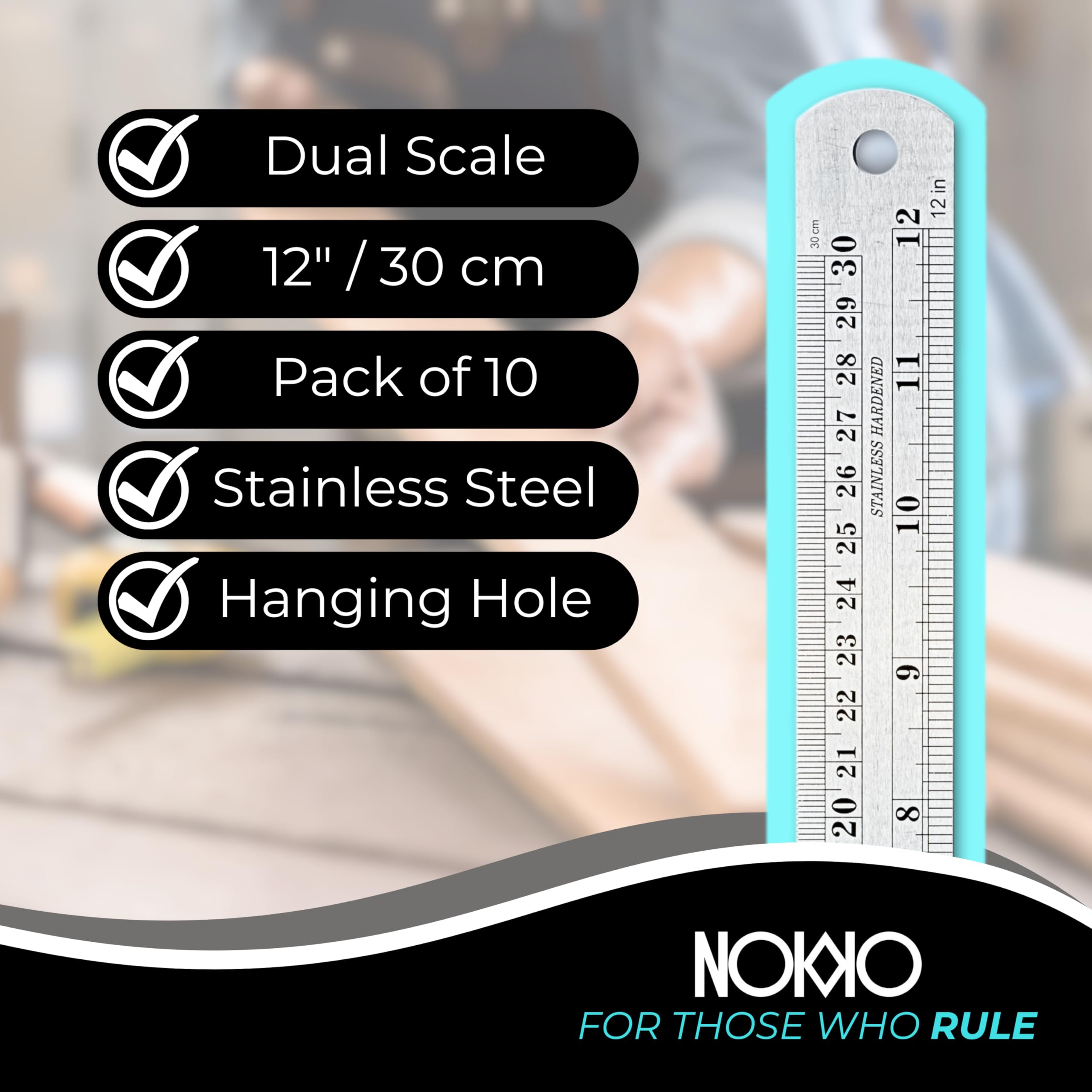 Mua NOKKO Metal Ruler 12 Inch - Pack of 10 - Measuring Set of 12-Inch ...