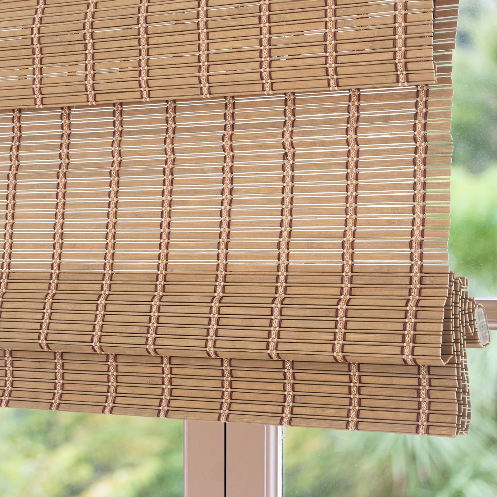 Sunbox Cordless Bamboo Roman Shade Blind, Woven Wood Roman Shades ...