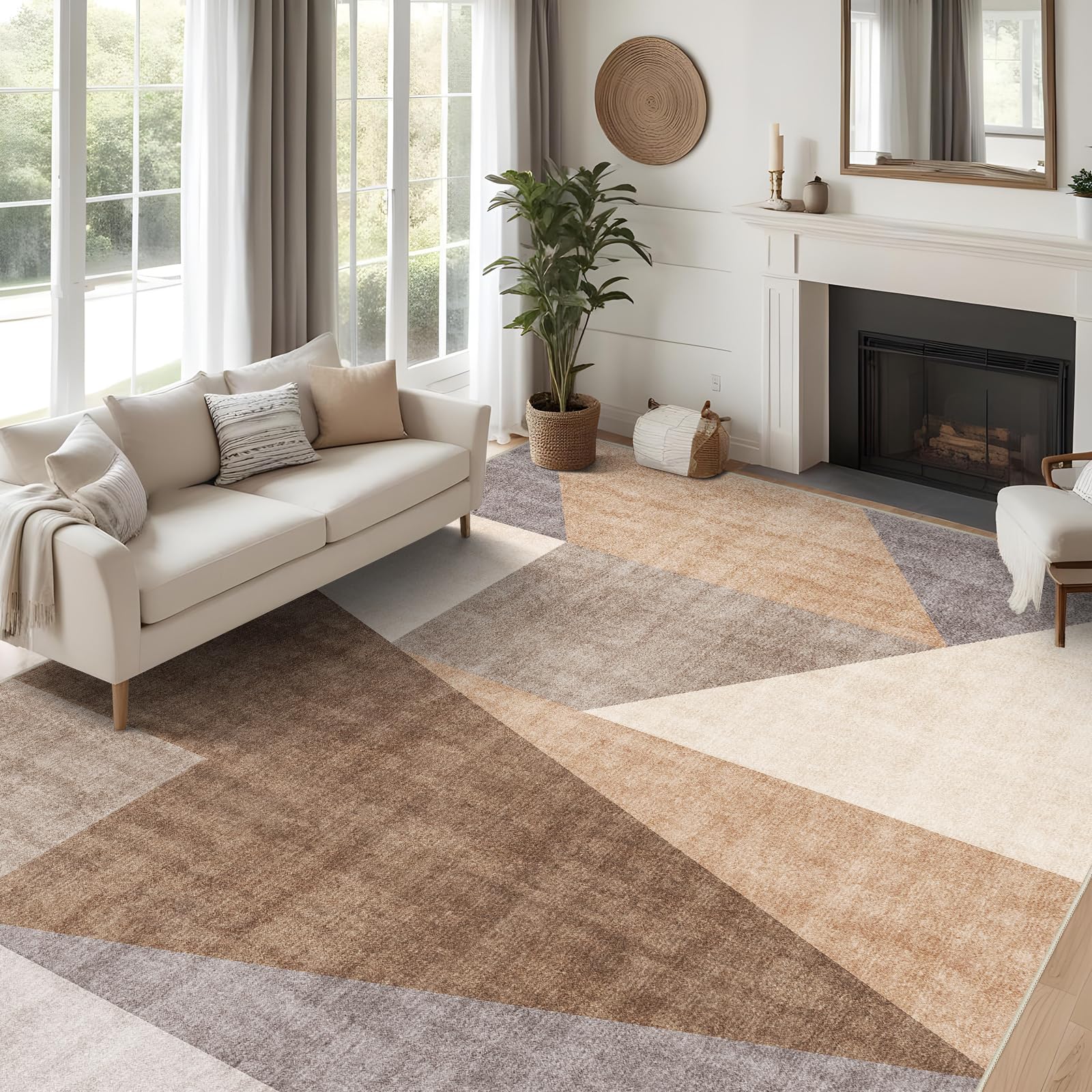 Puino Washable Modern Area Rug: 9x12 Geometric Area Rugs for Living ...