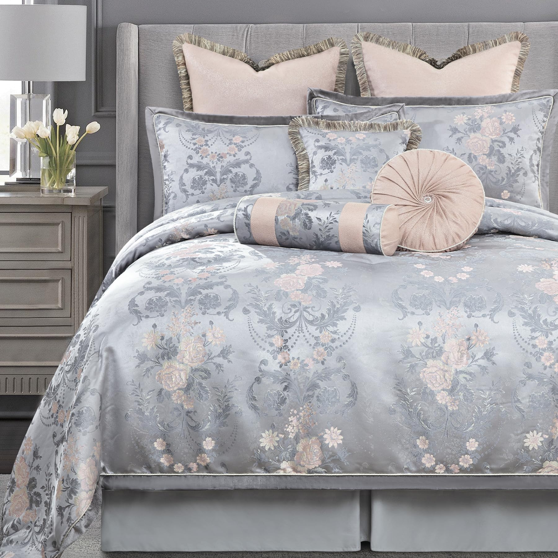 Loom and Mill 9-Piece Luxury Jacquard King Size Comforter Set European ...