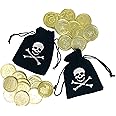 Amazon.com: Podzly 12 Pirate Drawstring Bags with Plastic Gold Coins ...