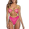 SHERRYLO Sheer When Wet Swimsuit Thong Bodysuit for Women Sheer When Wet Swimsuit See Through ...