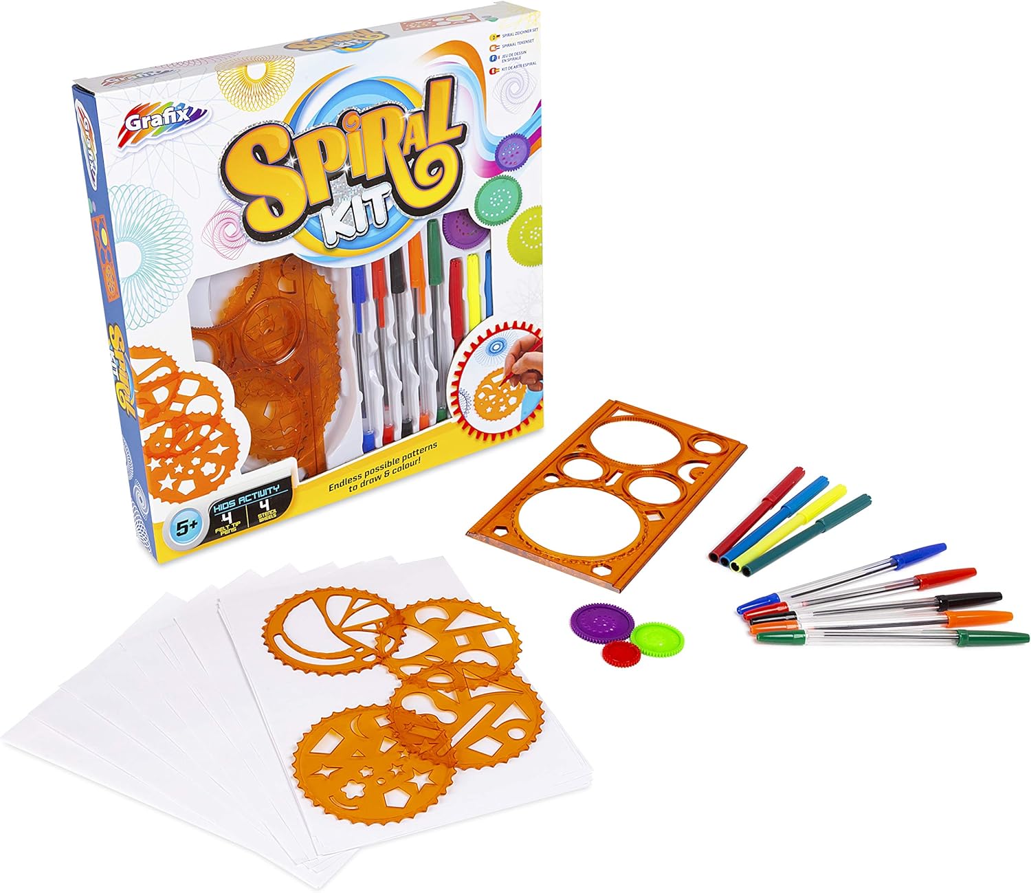 Spiral Art Kit – Spirograph Set including Stencils, Spiral Wheels ...