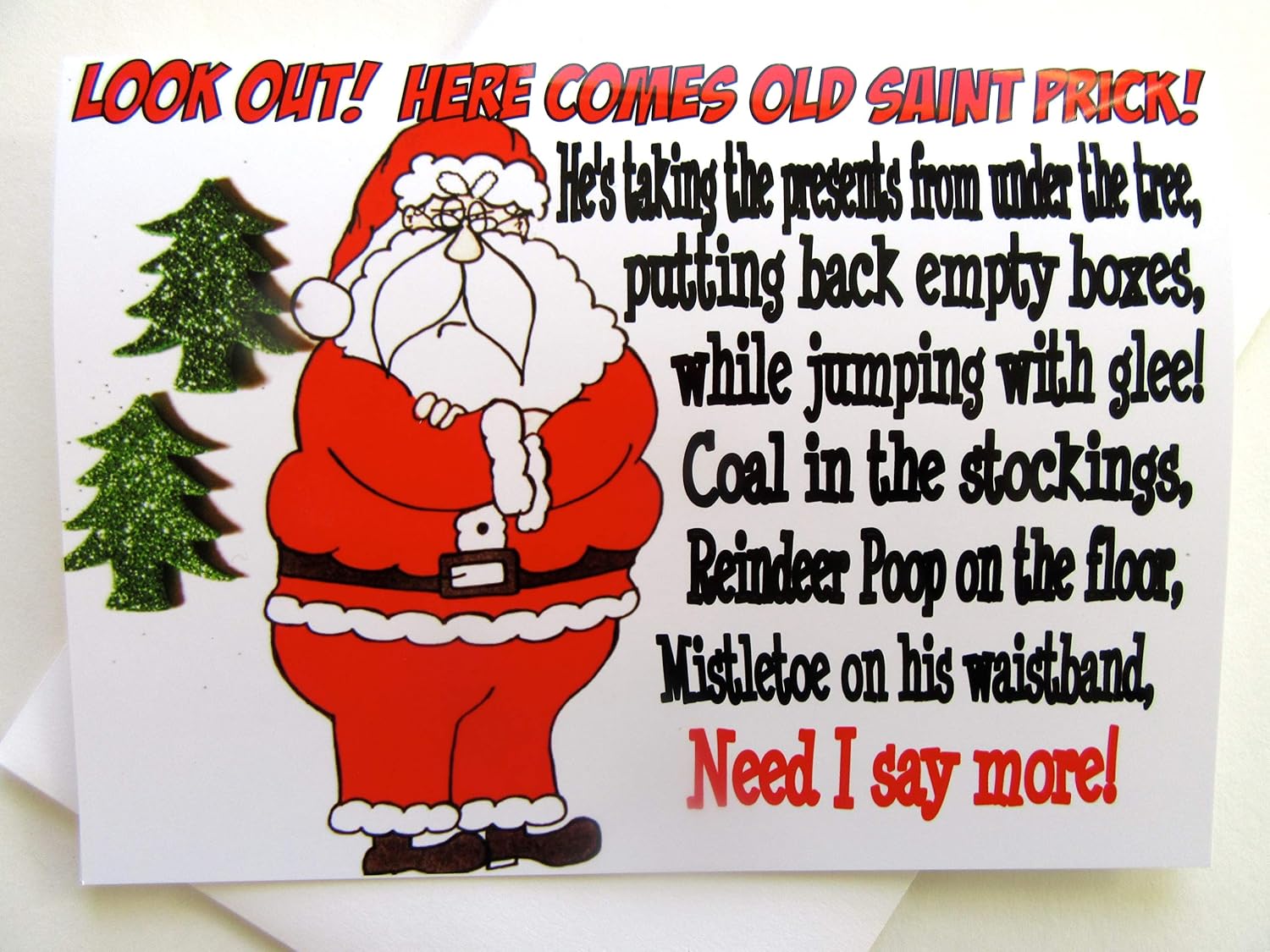 Amazon Funny Christmas Card Rude Christmas Card Bad Santa Card 
