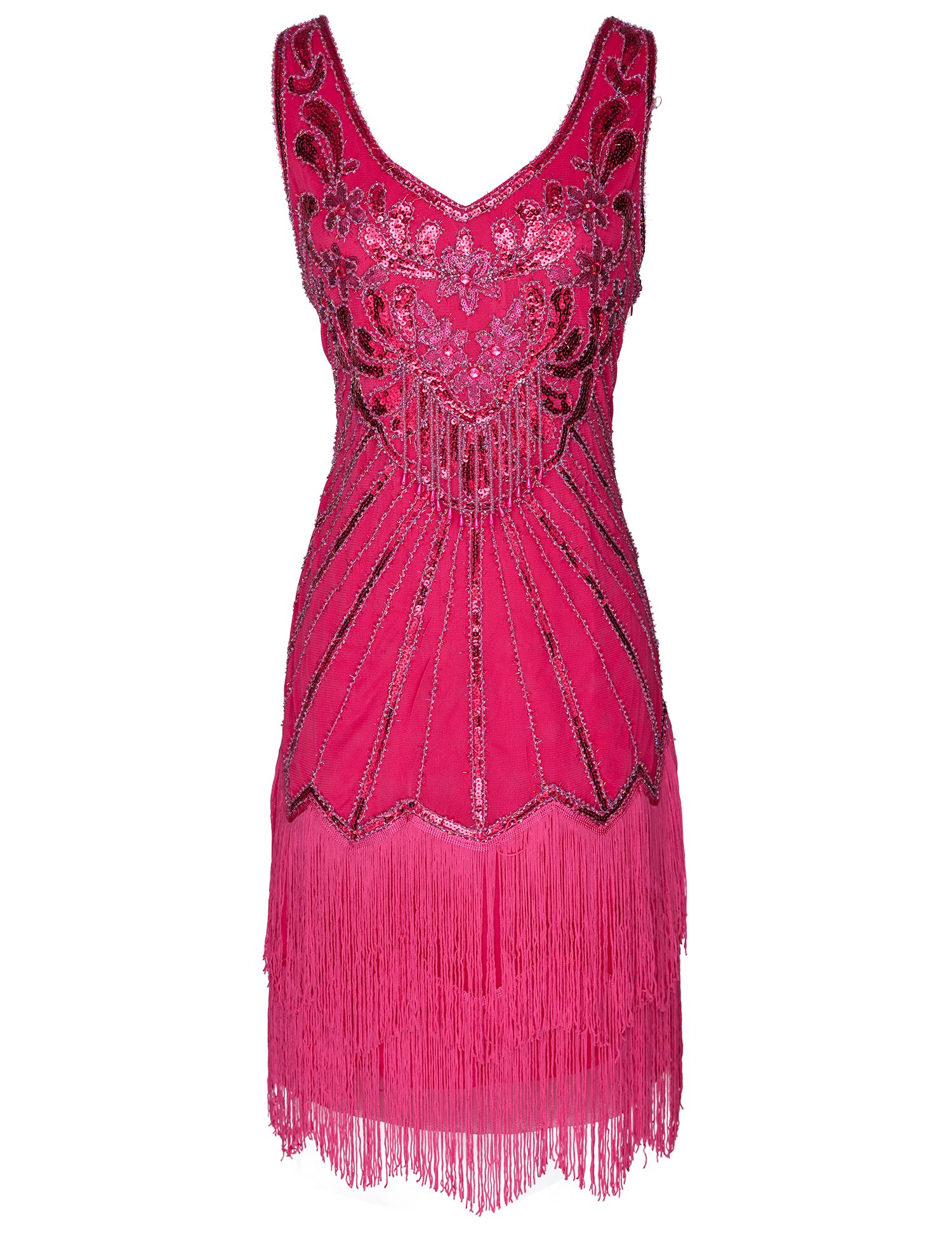 Women s Flapper Dress 1920s V Neck Beaded Fringed Great Gatsby Dress