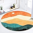 Amazon.com: Sungea Abstract Round Rug 3ft, Faux Wool Soft Throw Area ...