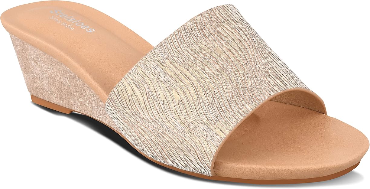 Buy Stelatoes Women's PU Gold One Toe Flats (Heel Height : 2.2 Inches ...