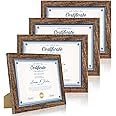 Amazon.com - Hongkee 8.5 x 11 Picture Frame Set of 4, Made of Real Glass and Brown Certificate ...