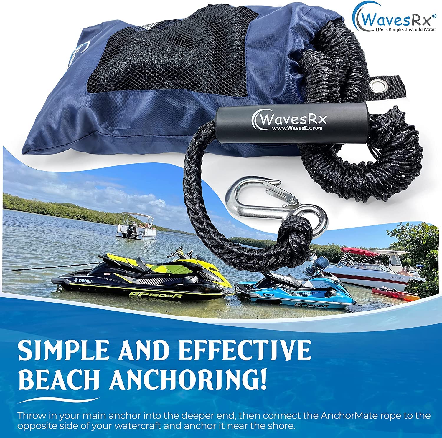 Mua WAVESRX AnchorMate BowTether Bungee Line | Boat Bungee Dock Lines ...