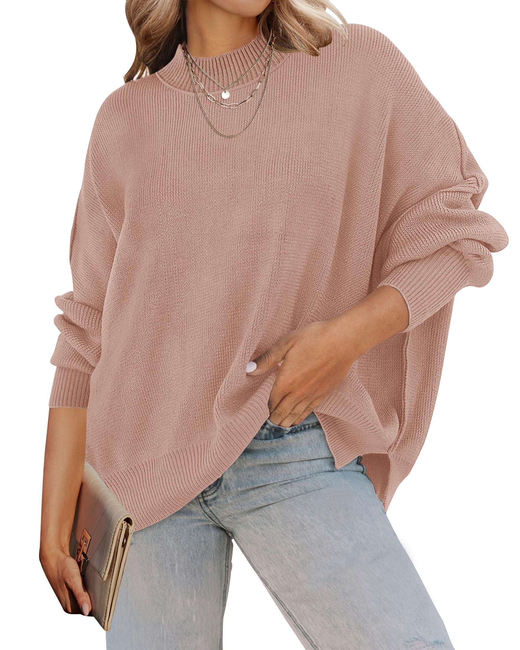ZESICA Women's Fall 2025 Casual Long Sleeve Crew Neck Side Slit ...
