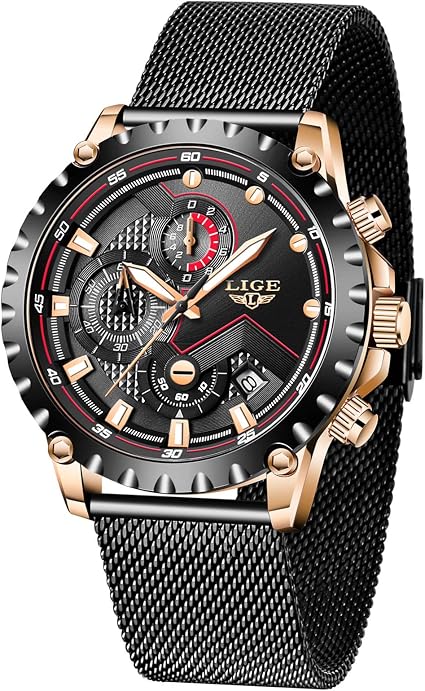 Reloj LIGE para Hombre Deporte Cronógrafo Analógico Cuarzo Impermeable ...