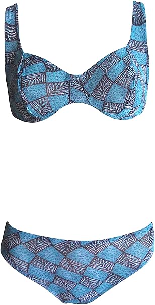 Solar Tan Thru 1255821 Underwired Bikini Blue / Black Size 38 C-Cup ...