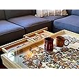 Amazon.com: Rustic Puzzle Coffee Table with Removable Glass top ...
