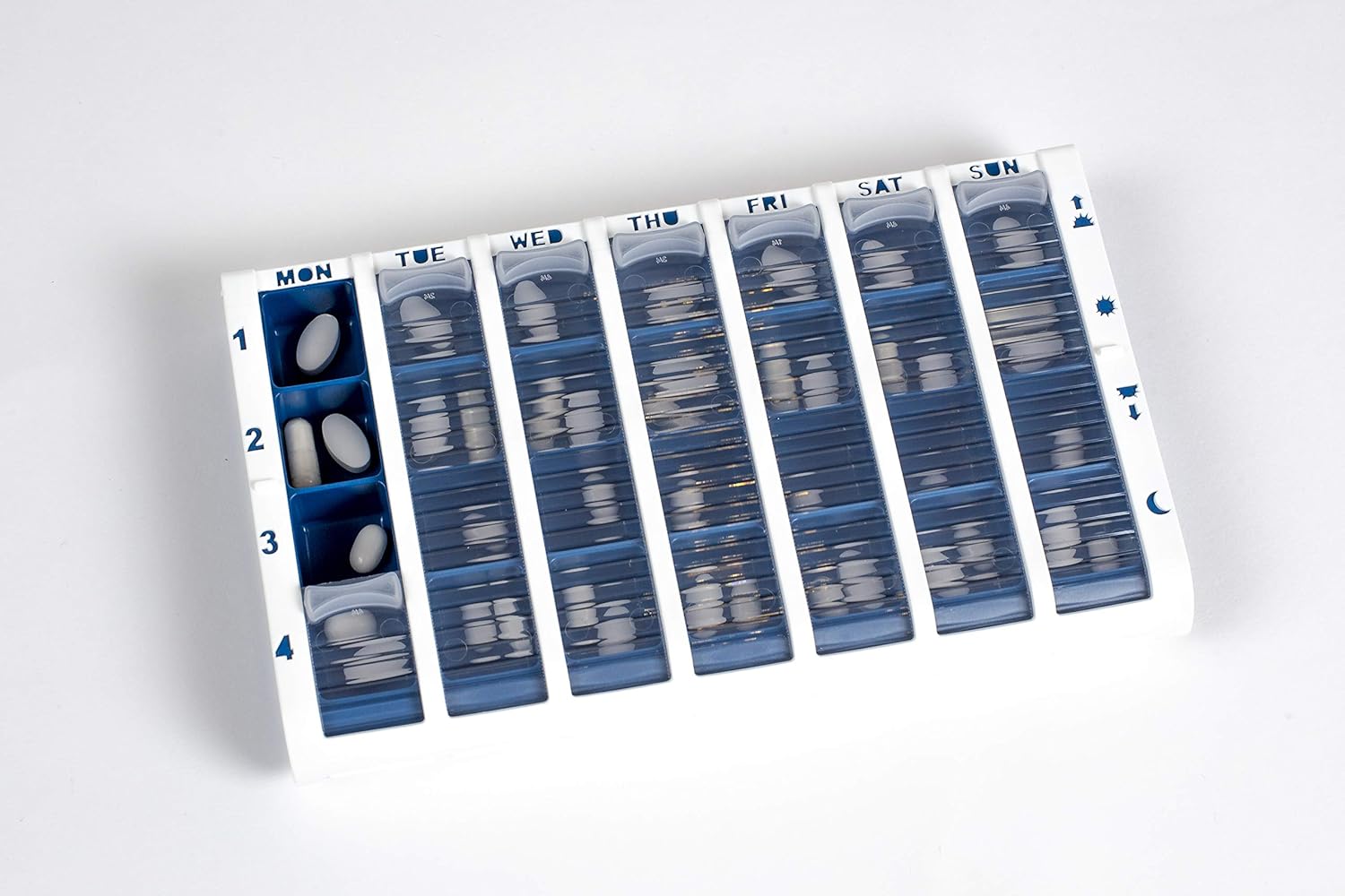 Pivotell Weekly Blue Pill Box Organiser – 7 Day (28 compartments / 4 ...
