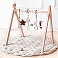Amazon.com : Wooden Baby Play Gym with Mat, Foldable Baby Play Gym ...