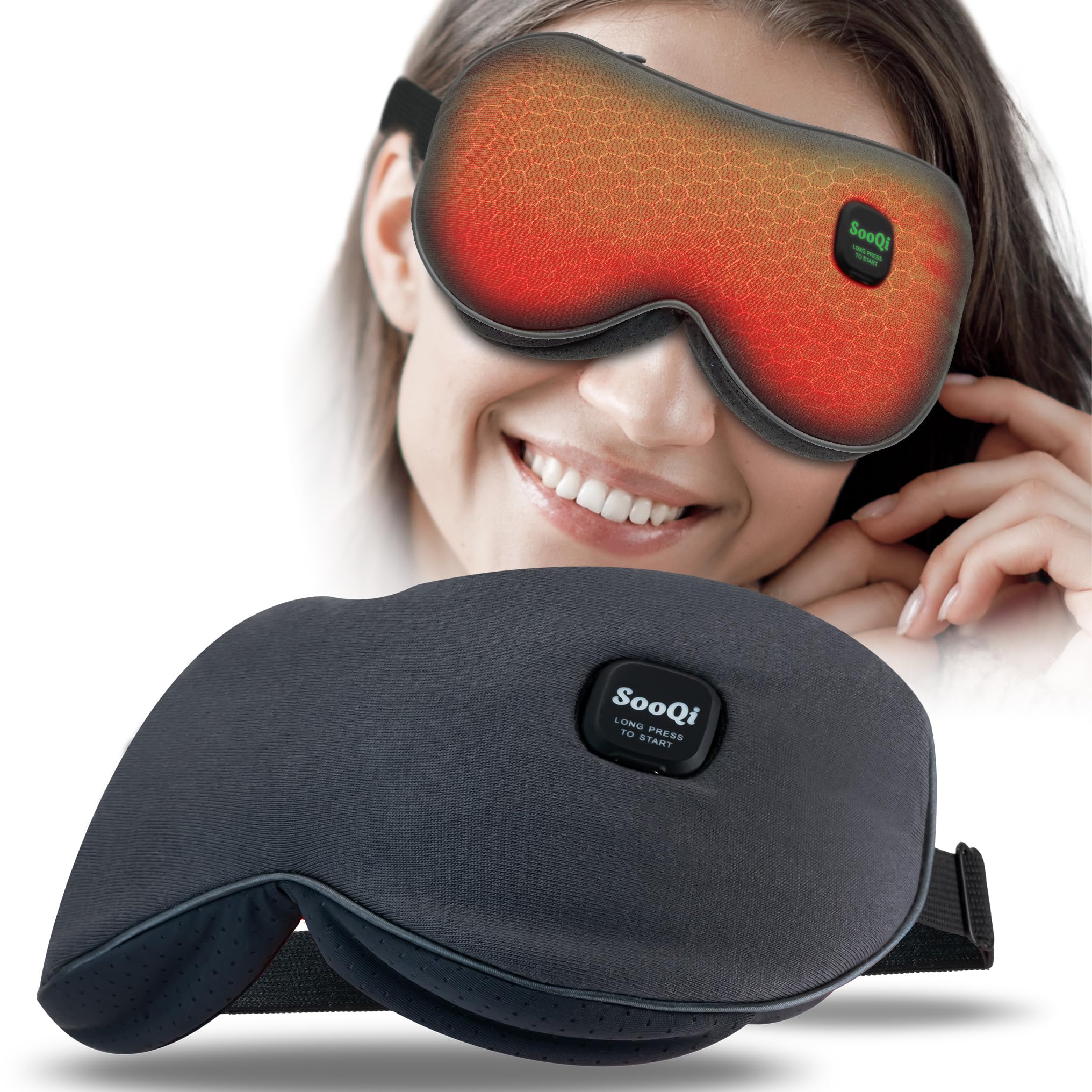 SooQi Rechargeable Cordless Heated Eye Mask for Dry Eyes, Warm Compress ...