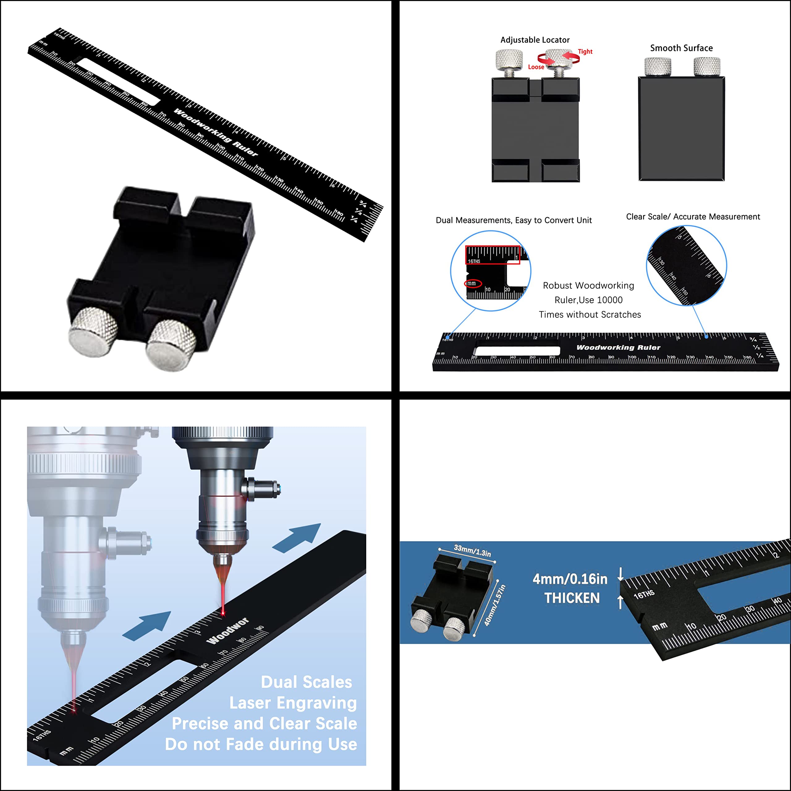 Mua Professional Woodworking Rulers - Set of 3, 6/8/12 Inch & Metric, T ...