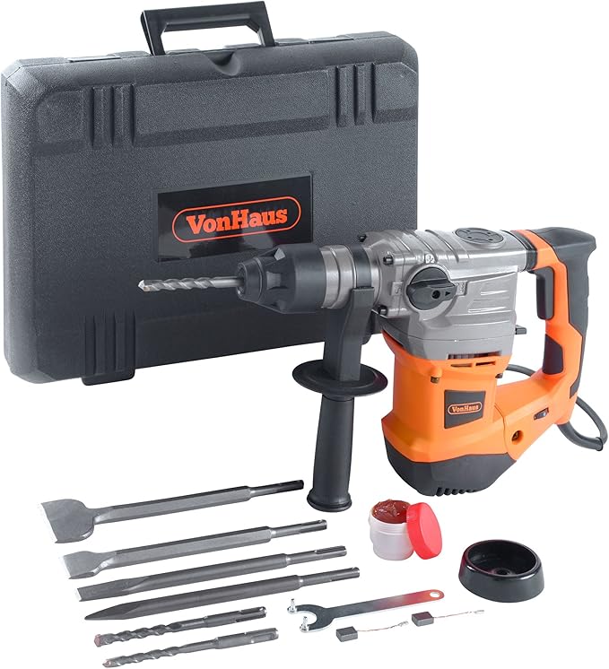 VonHaus SDS Drill Rotary Impact Hammer 240V with SDS Plus Chuck 1500W ...
