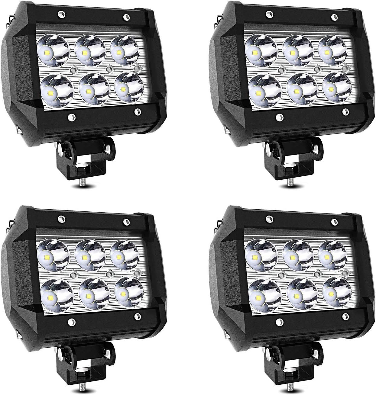 TURBOSII Spot 4In Pods Cube Square Led Work Light Bumper Grill Off Road ...